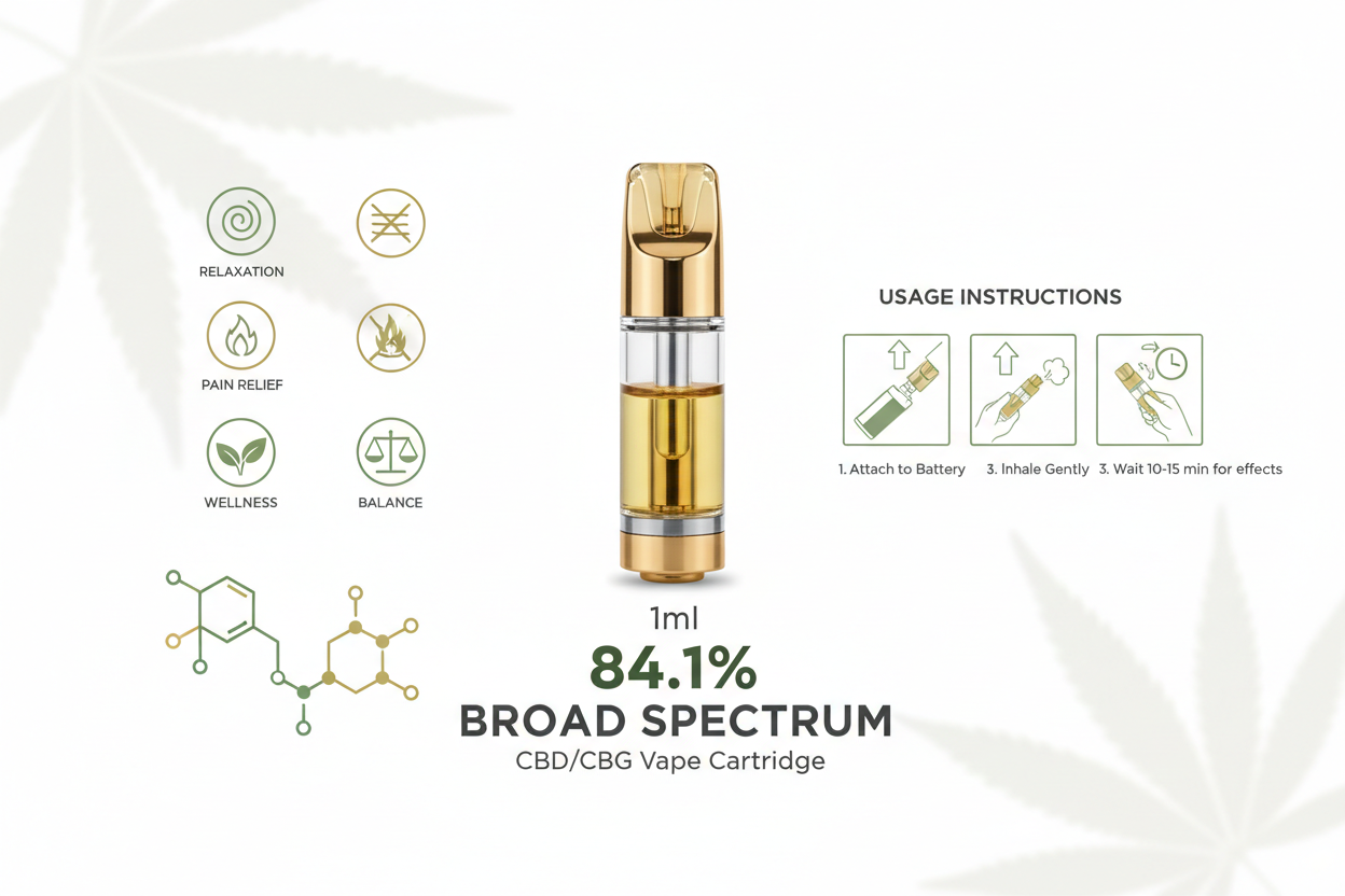 Broad Spectrum CBD/CBG Vape Cartridge 84.1% – Real Cannabis Terpenes ...
